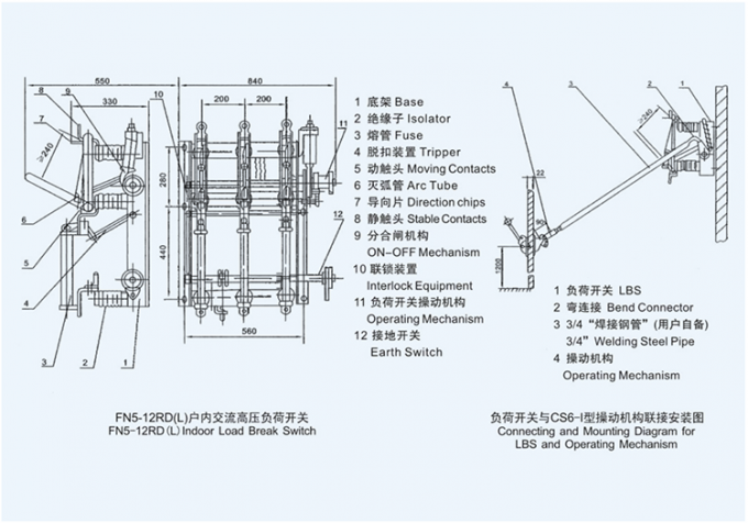 12kv Electrical 3 Phase Fused Isolator Switch For Extractor Fan High ...
